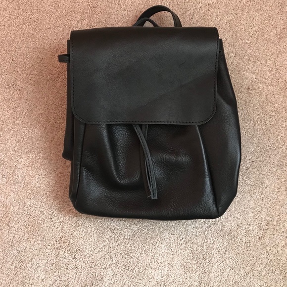 Bags | Mini Black Leather Backpack | Poshmark